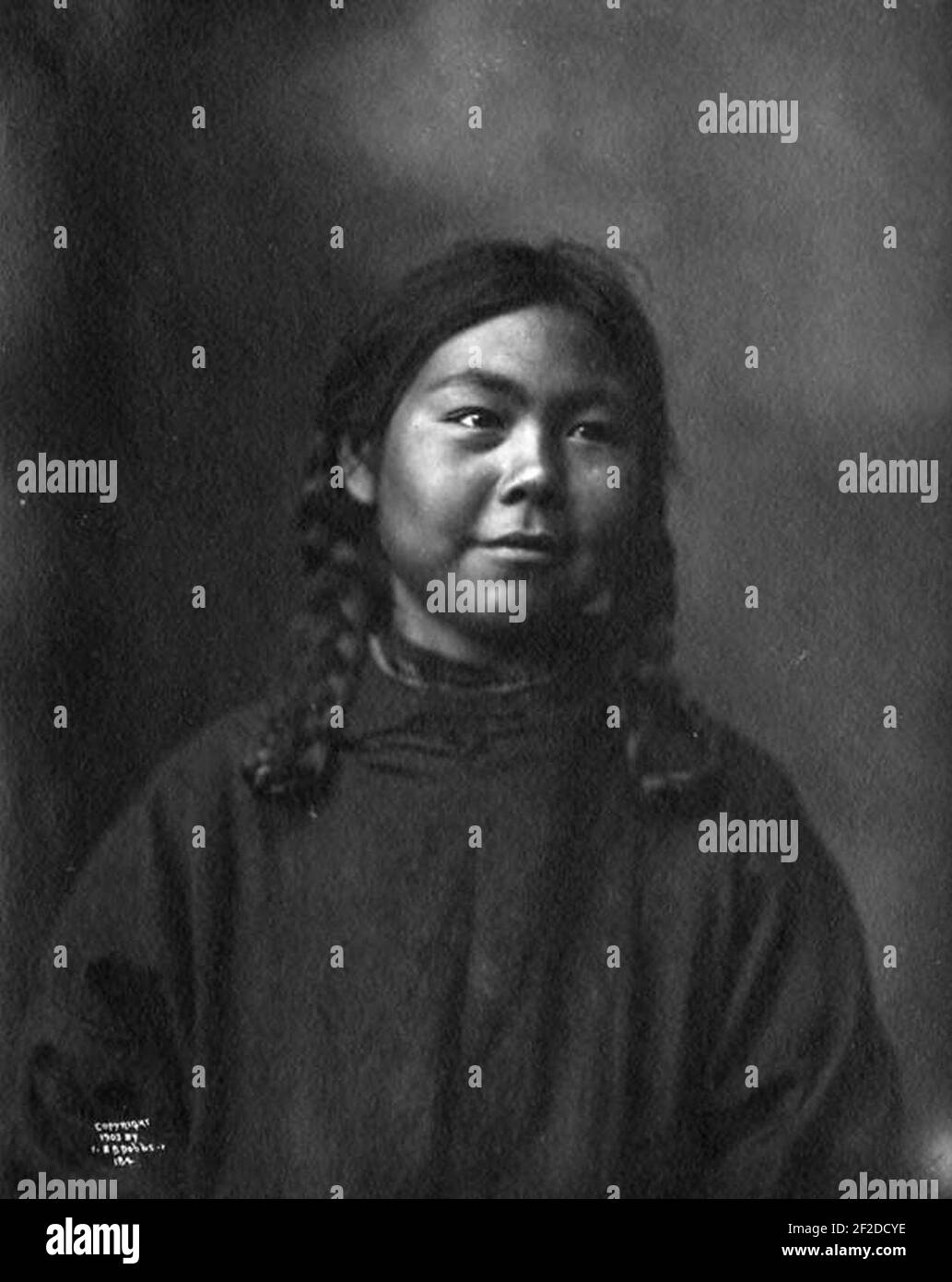 Portrait of Eskimo girl with braided hair, Alaska, 1903 (AL+CA 4906 ...