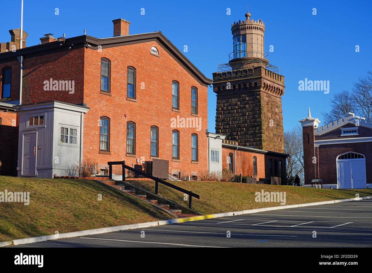 HIGHLANDS, NJ -2 MAR 2021- View of the Navesink Twin Lights State ...