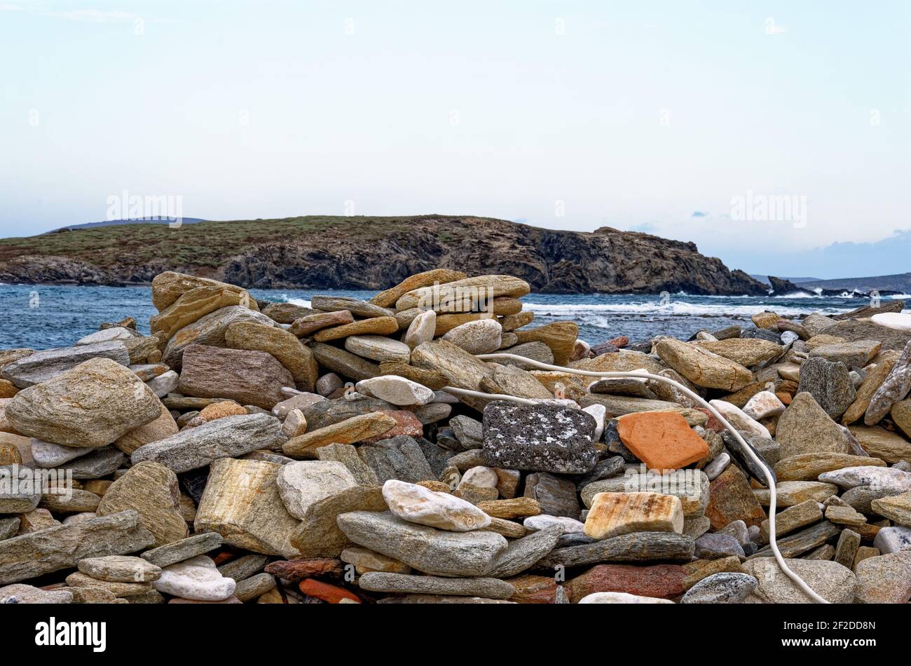 Stony beach in Delos island - Cyclades Aegean sea - Greece - Europe ...