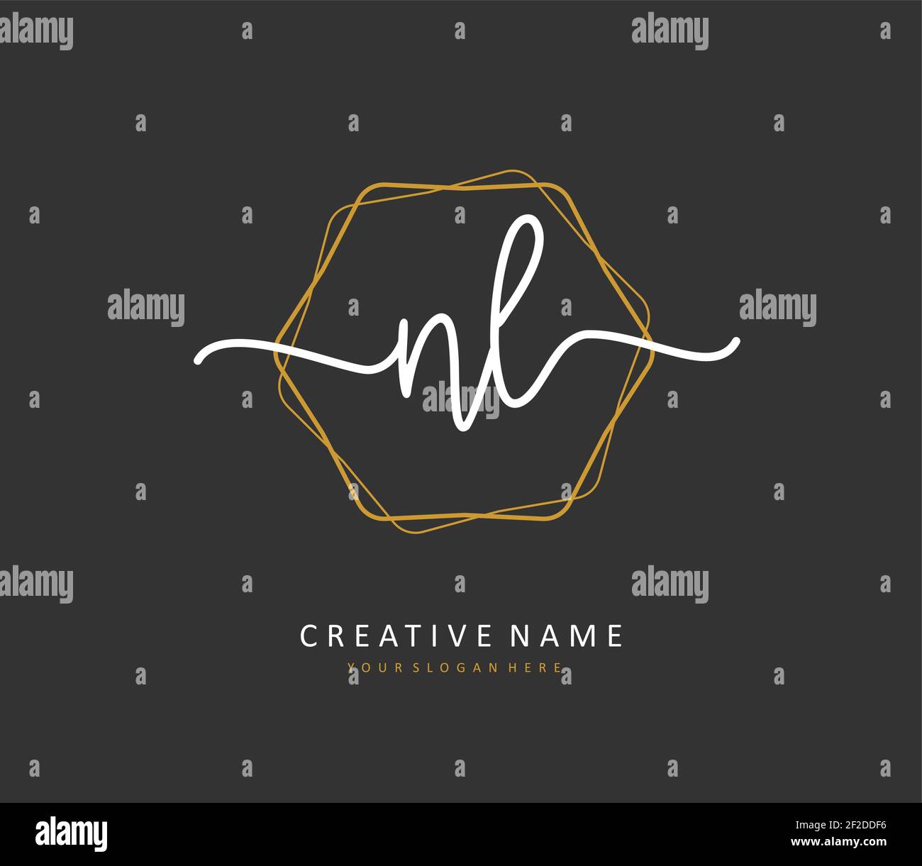 NL Initial letter handwriting and signature logo. A concept handwriting ...