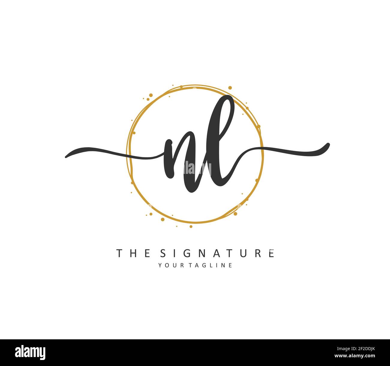 NL Initial letter handwriting and signature logo. A concept handwriting ...