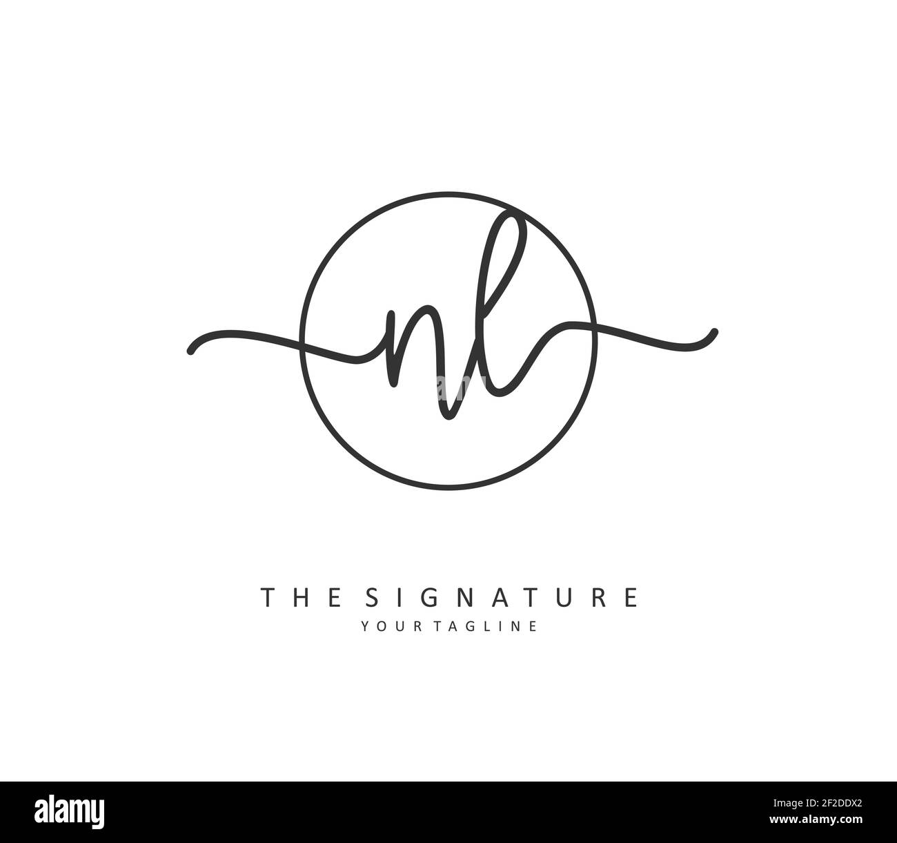 NL Initial letter handwriting and signature logo. A concept handwriting ...