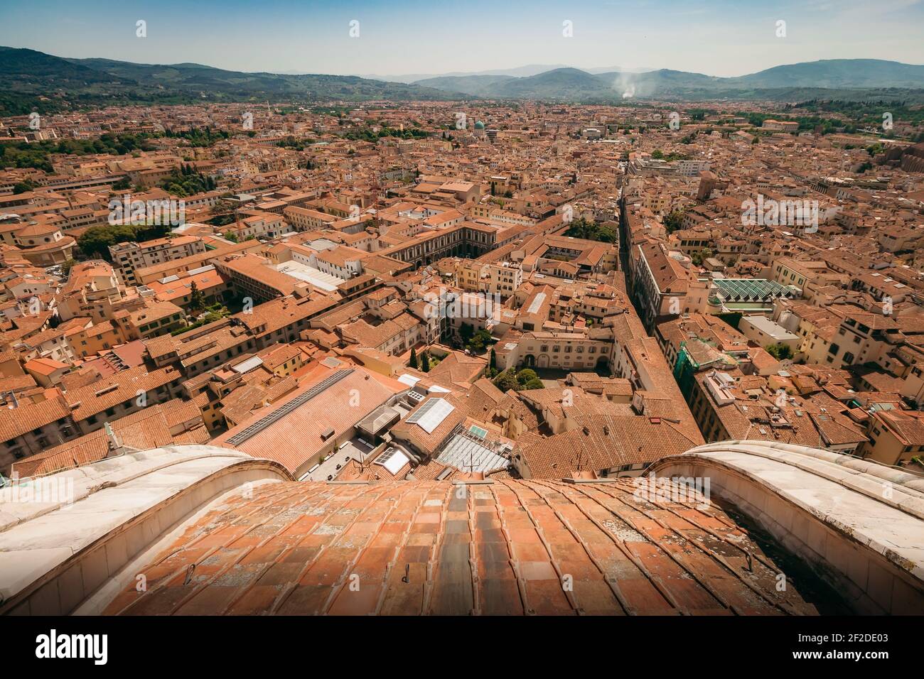 Aerial View of Terracotta Rooftops of Central Florence from the Duomo ...