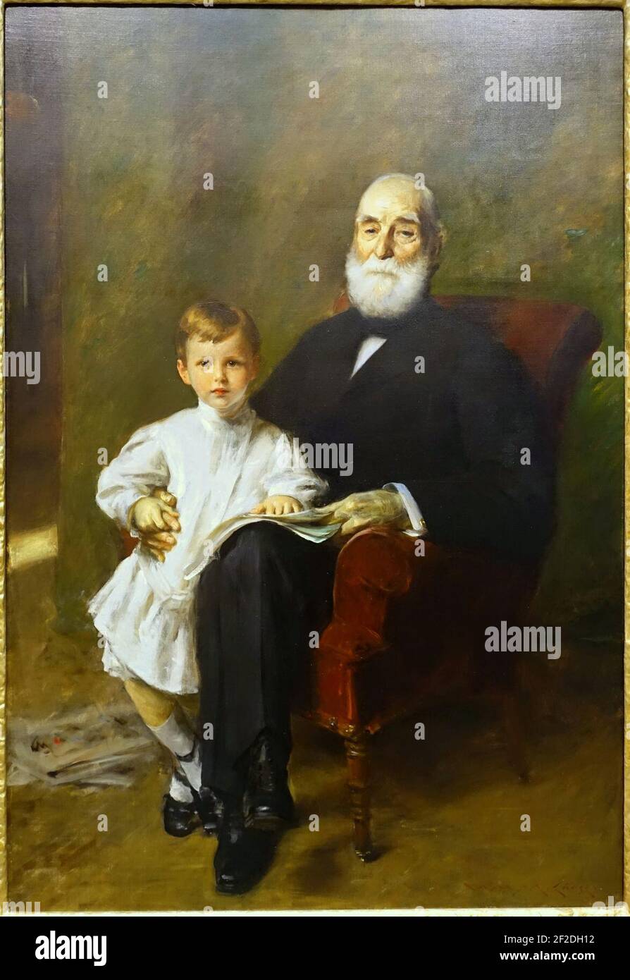 Portrait of Master Otis Barton and his Grandfather, by William Merritt ...