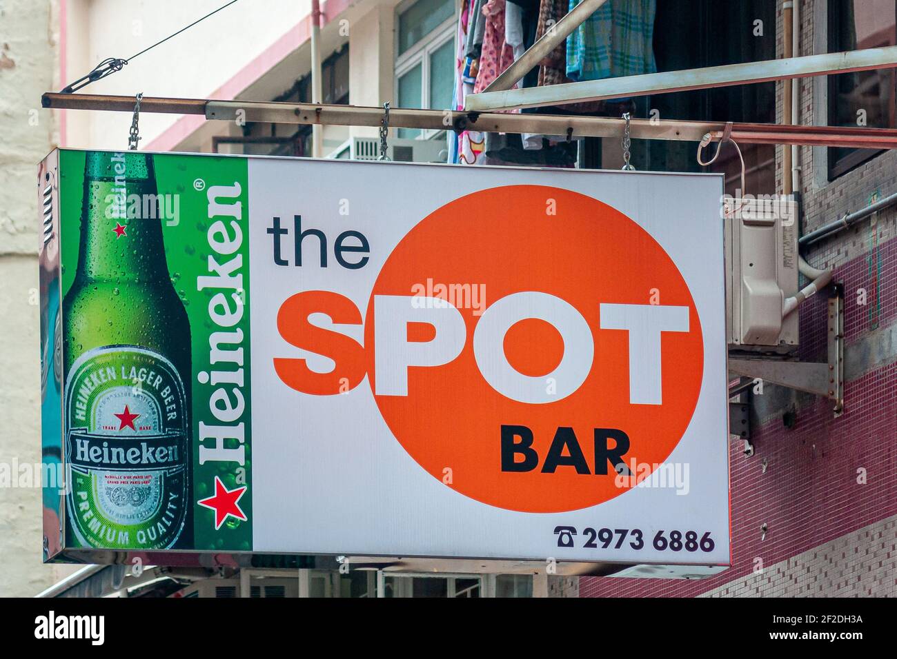 Hong Kong Island, China - May 14, 2010: The Spot Bar sign with a large ...