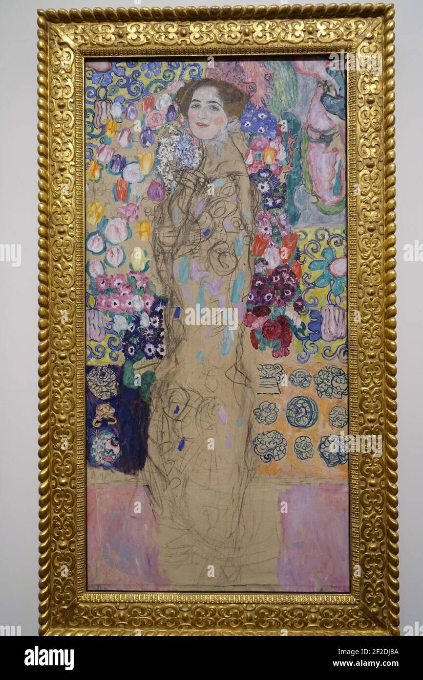 Portrait of Ria Munk III, by Gustav Klimt, 1917, unfinished Stock Photo ...