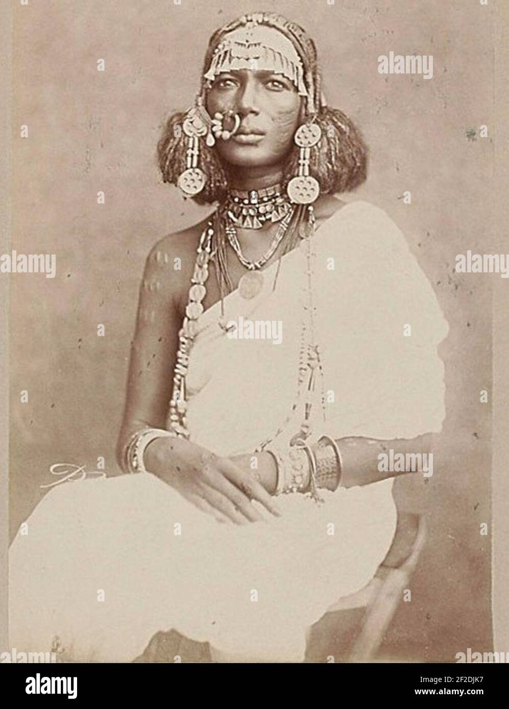 Portrait of Shaigiya woman by Richard Buchta (cropped Stock Photo - Alamy