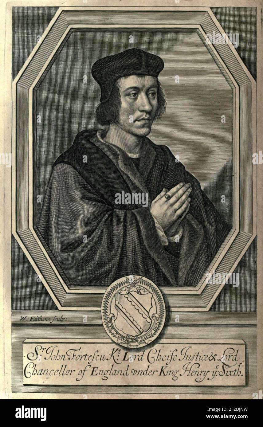 Portrait of Sir John Fortescue by William Faithorne, from Fortescutus ...