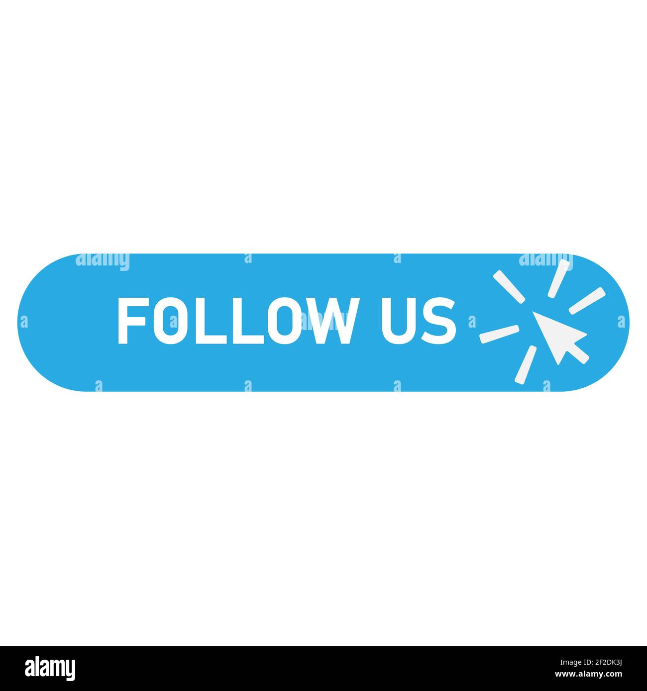 follow us banner icon on white background. follow us with cursor button ...