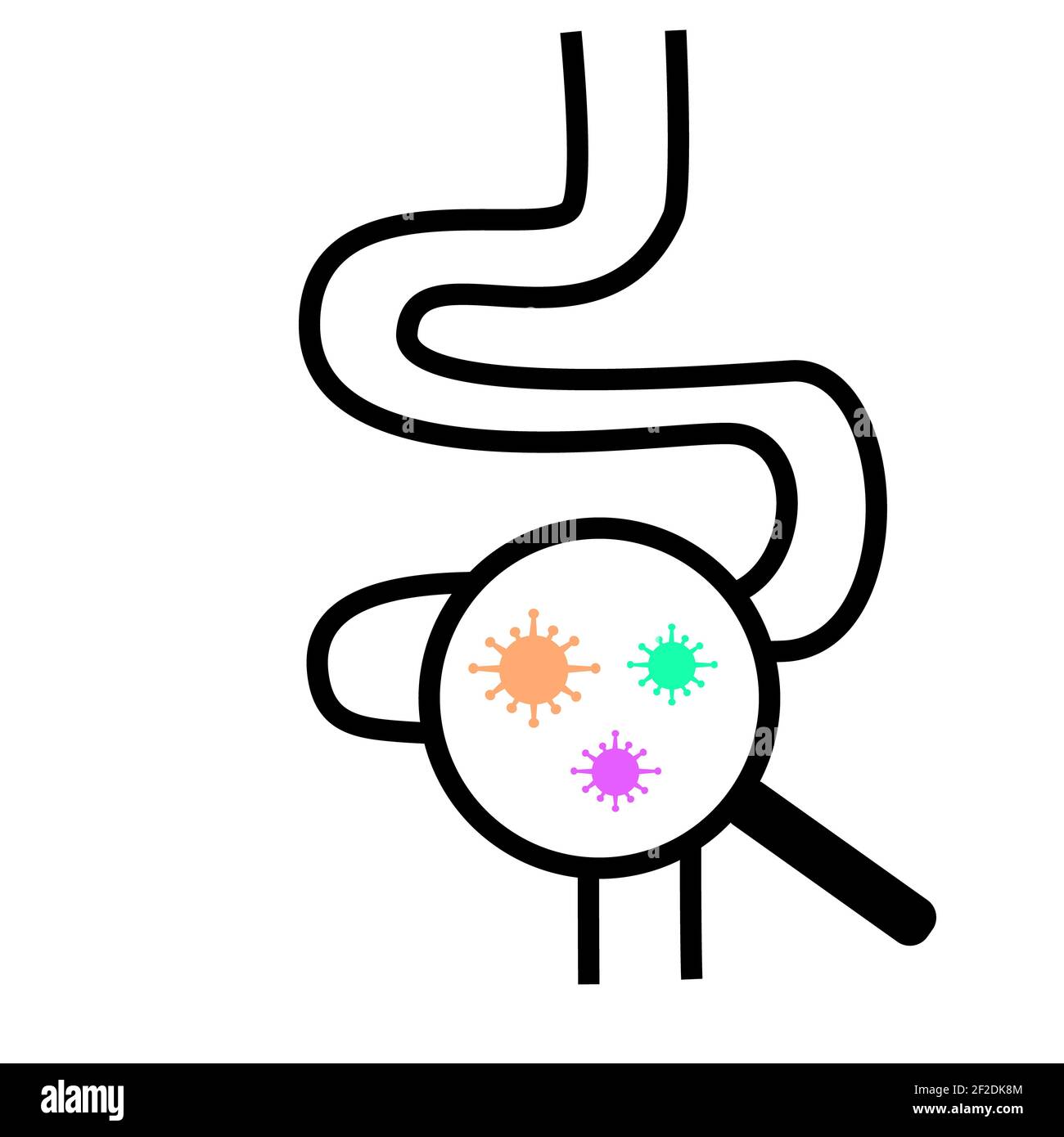 gut bacteria icon on white background. bacterial microorganism in ...