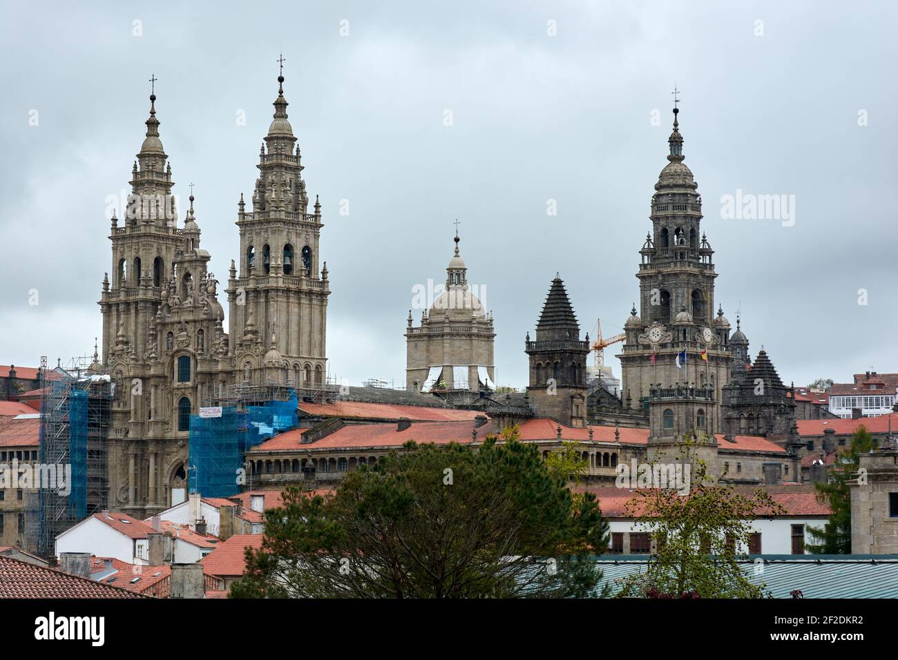 MAY 2, 2018 - GALICIA, SPAIN: View of the city and Cathedral of ...