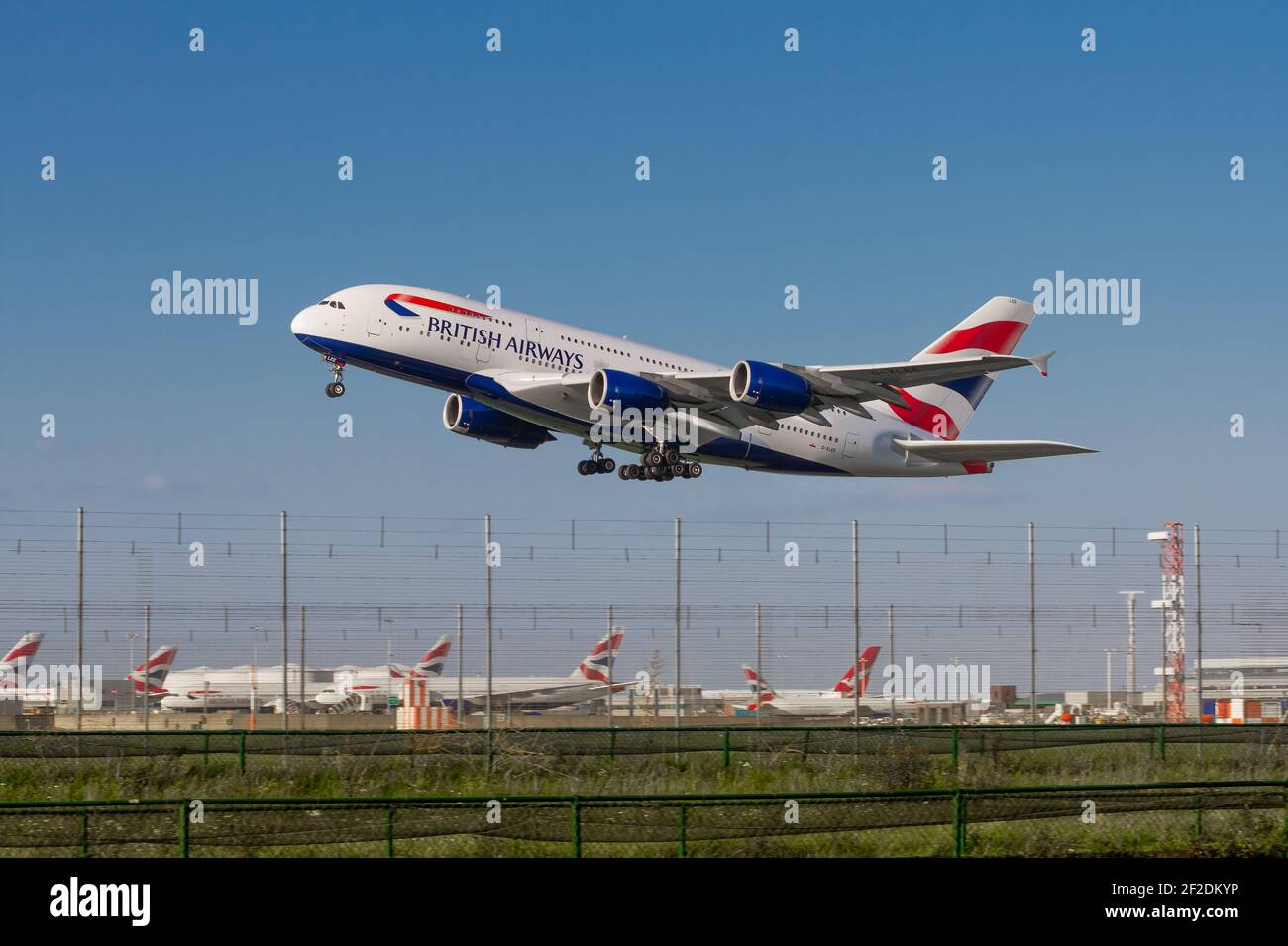 London, Heathrow Airport - August 2019, British Airways Airbus A380 ...