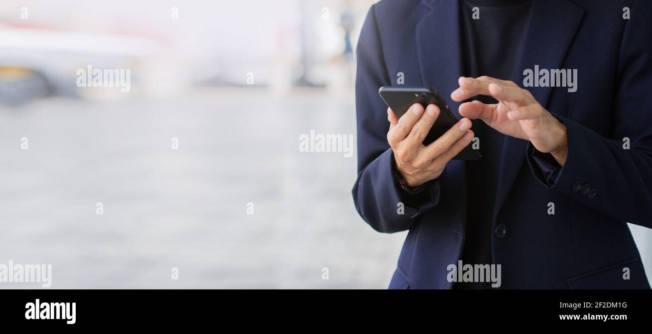 Man use smartphone Business people holding mobile phone, cell phone ...