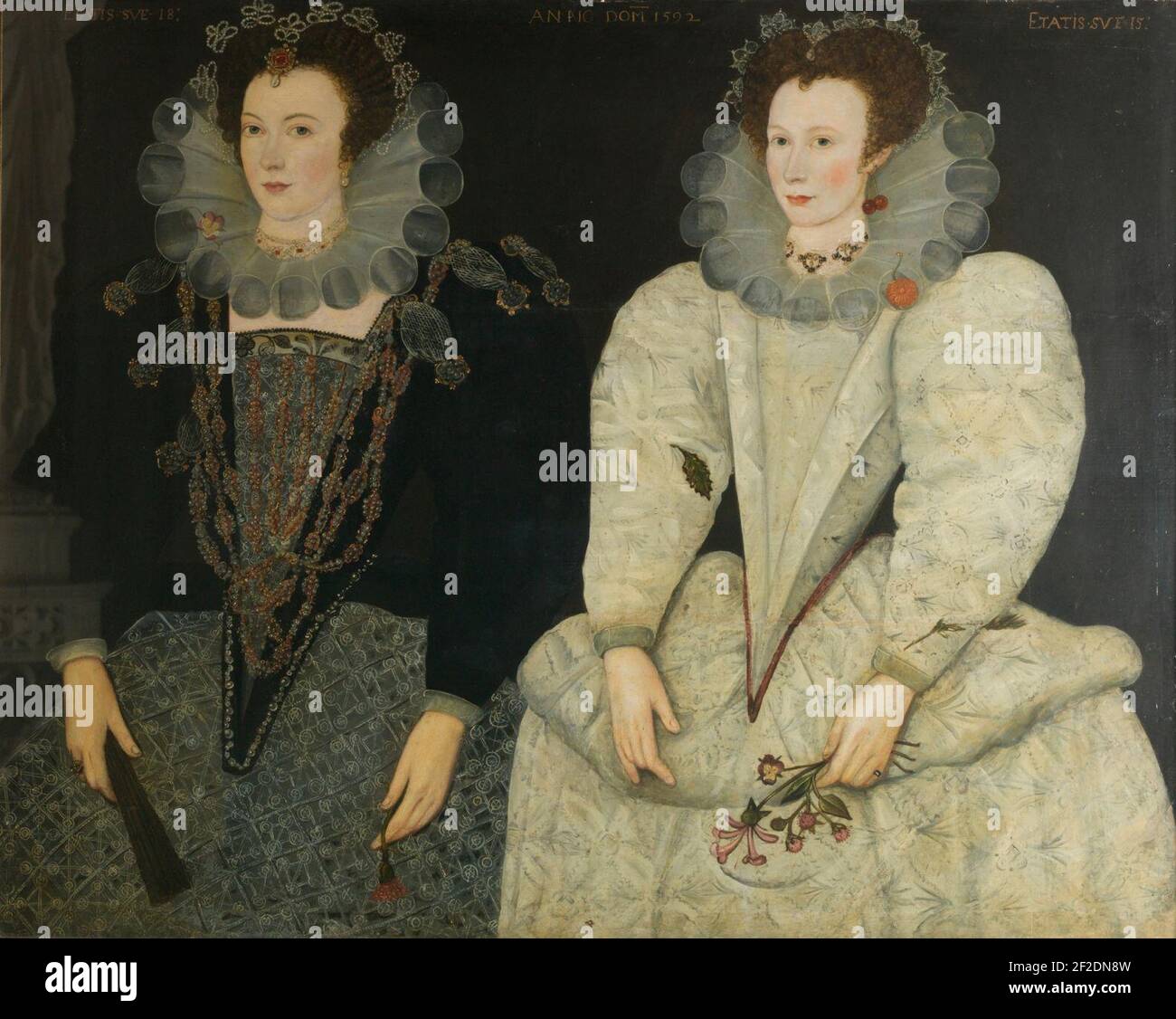 Portrait-of-Anne-Newdigate and Mary Fitton in 1592 Stock Photo - Alamy