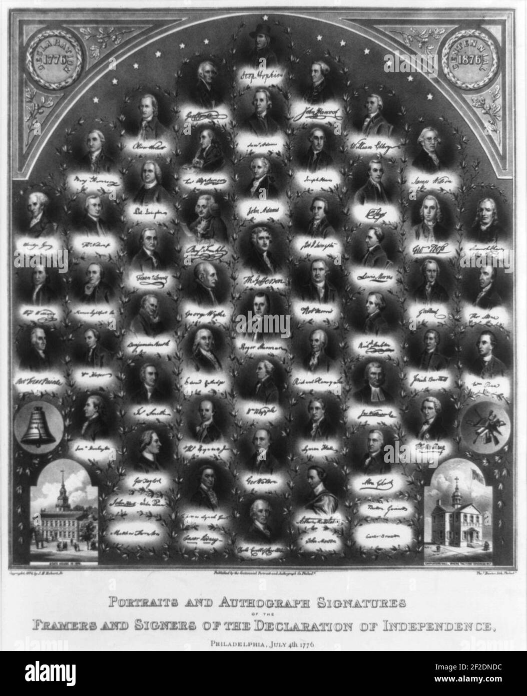 Portraits and autograph signatures of the framers and signers of the ...