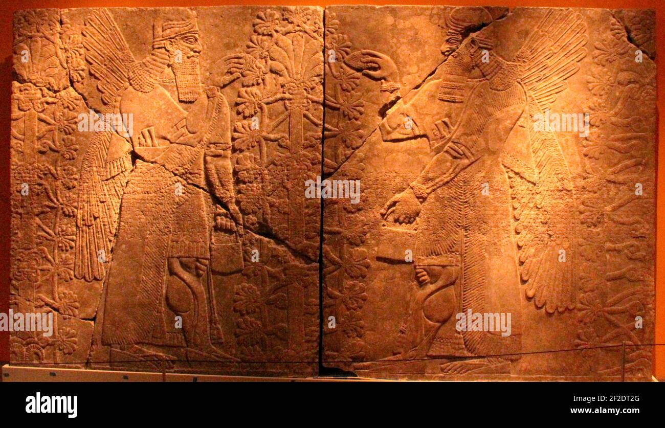 Djinn and Garuda tending tree of life Stock Photo - Alamy