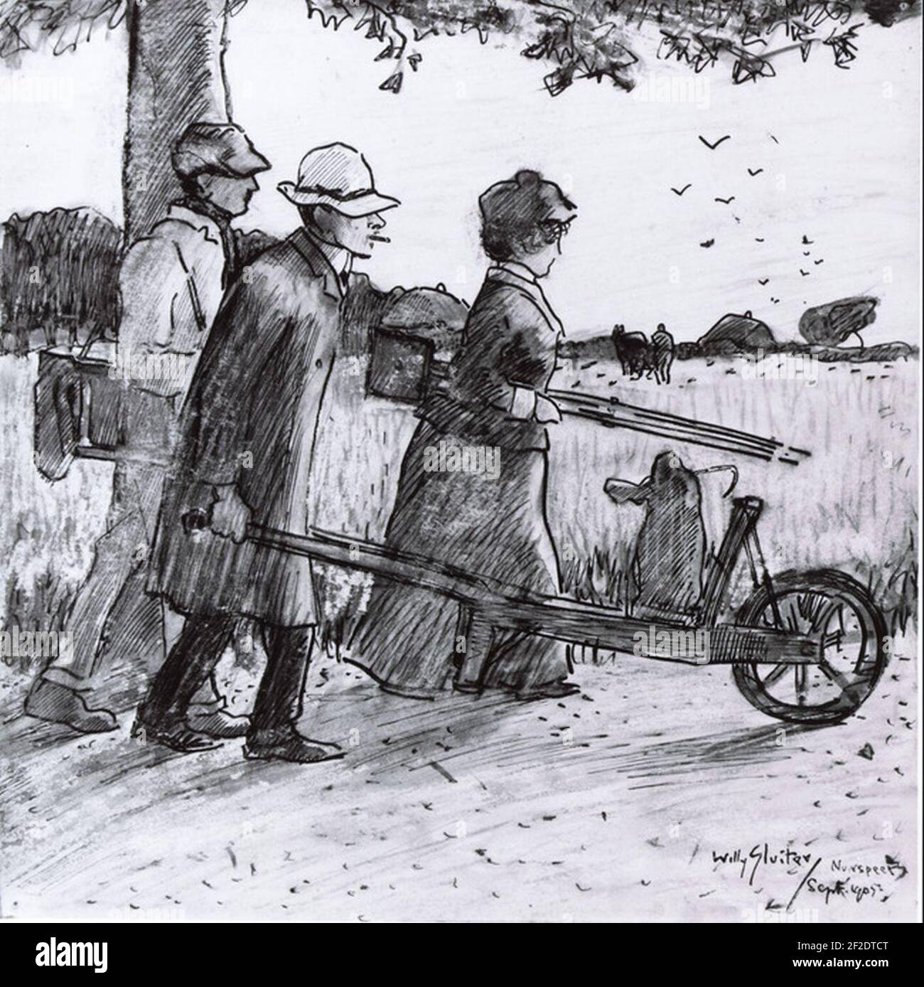 Portret van Charles van Wijk (1875-1917), Anna Maria (1875-1944) en ...