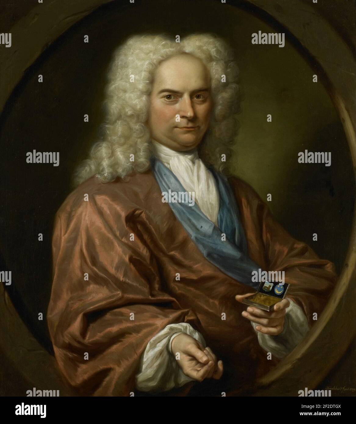 Portret van David Leeuw (1682-1755). Doopsgezind koopman in stoffen en ...