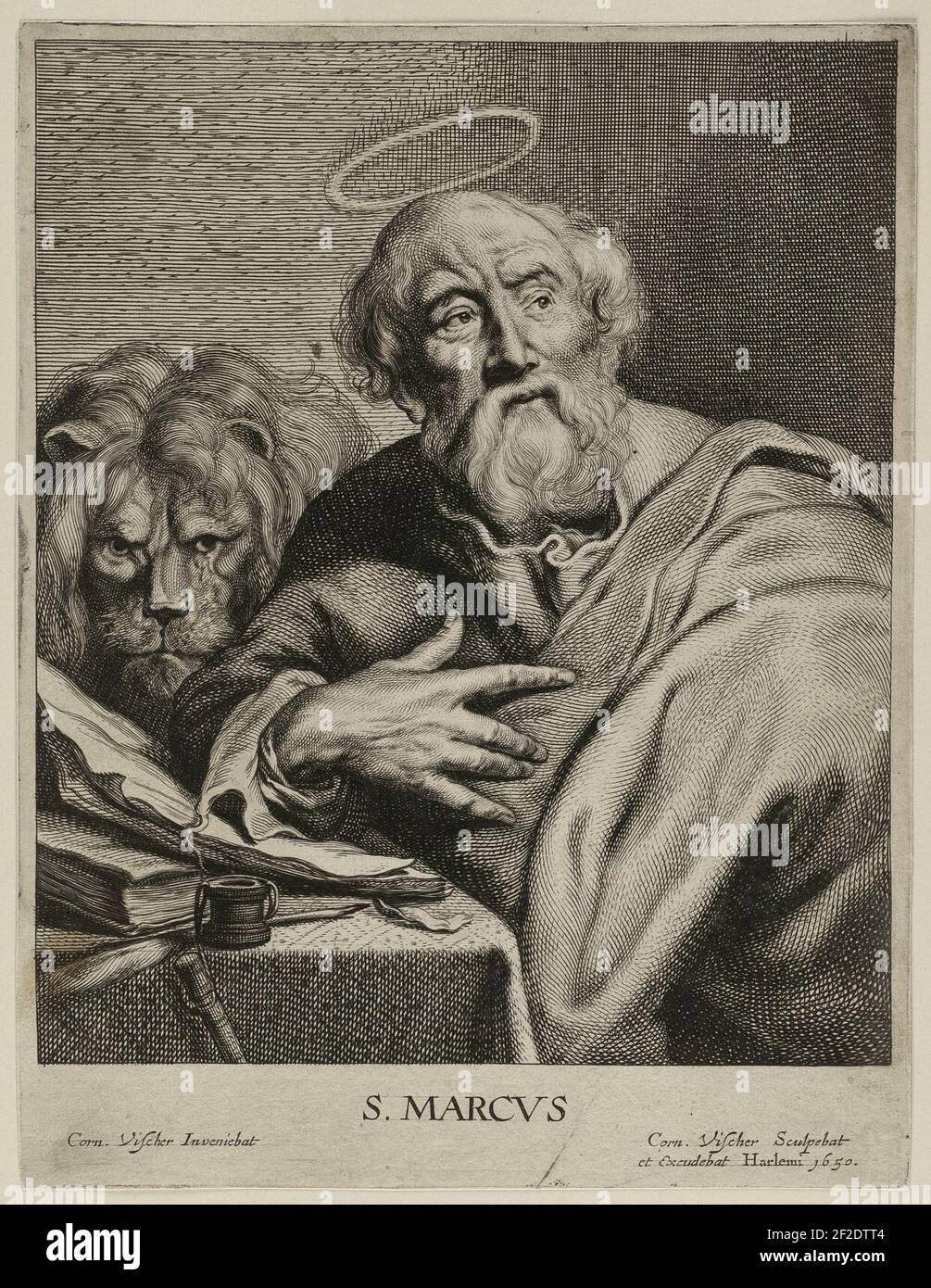 Portret van de heilige evangelist Marcus met leeuw Stock Photo - Alamy