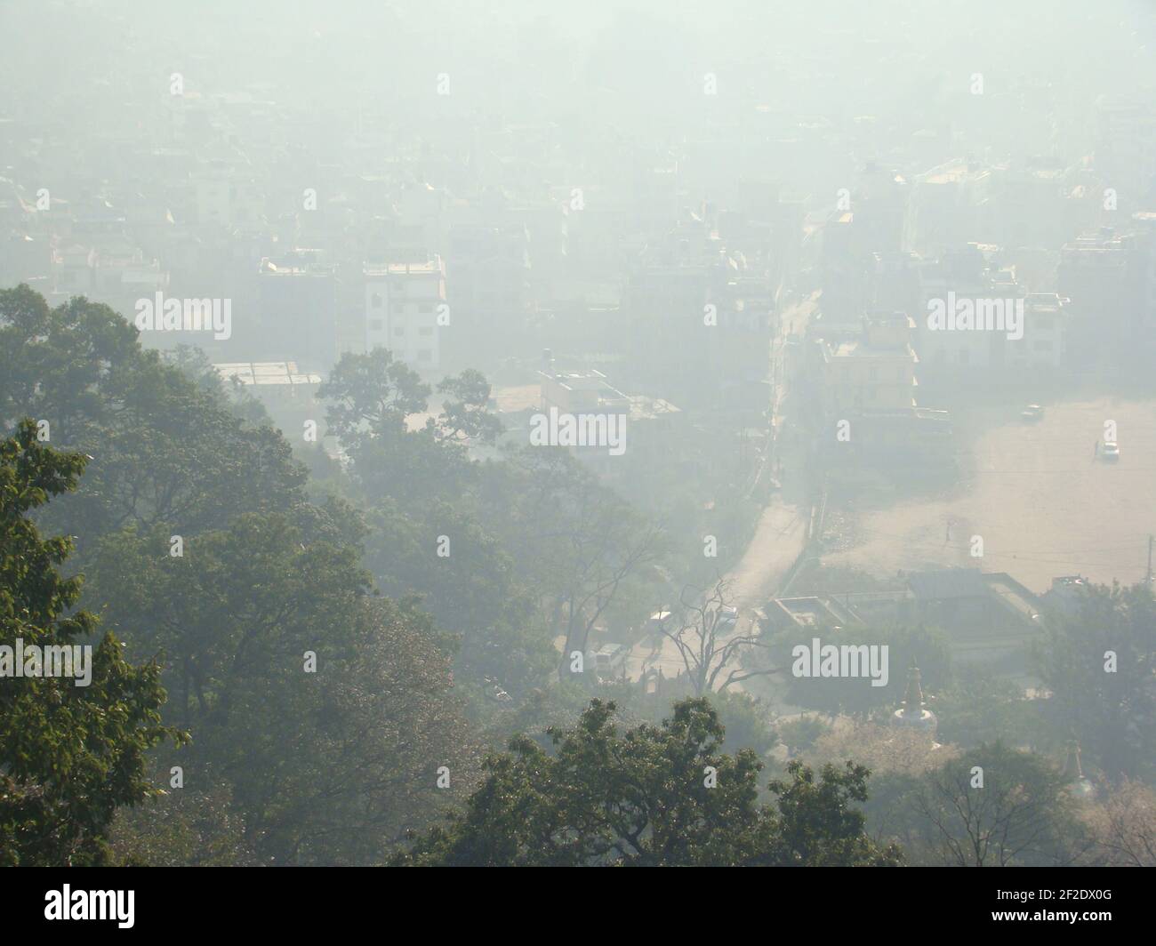 A blanket of dense smog over Kathmandu, Nepal Stock Photo - Alamy