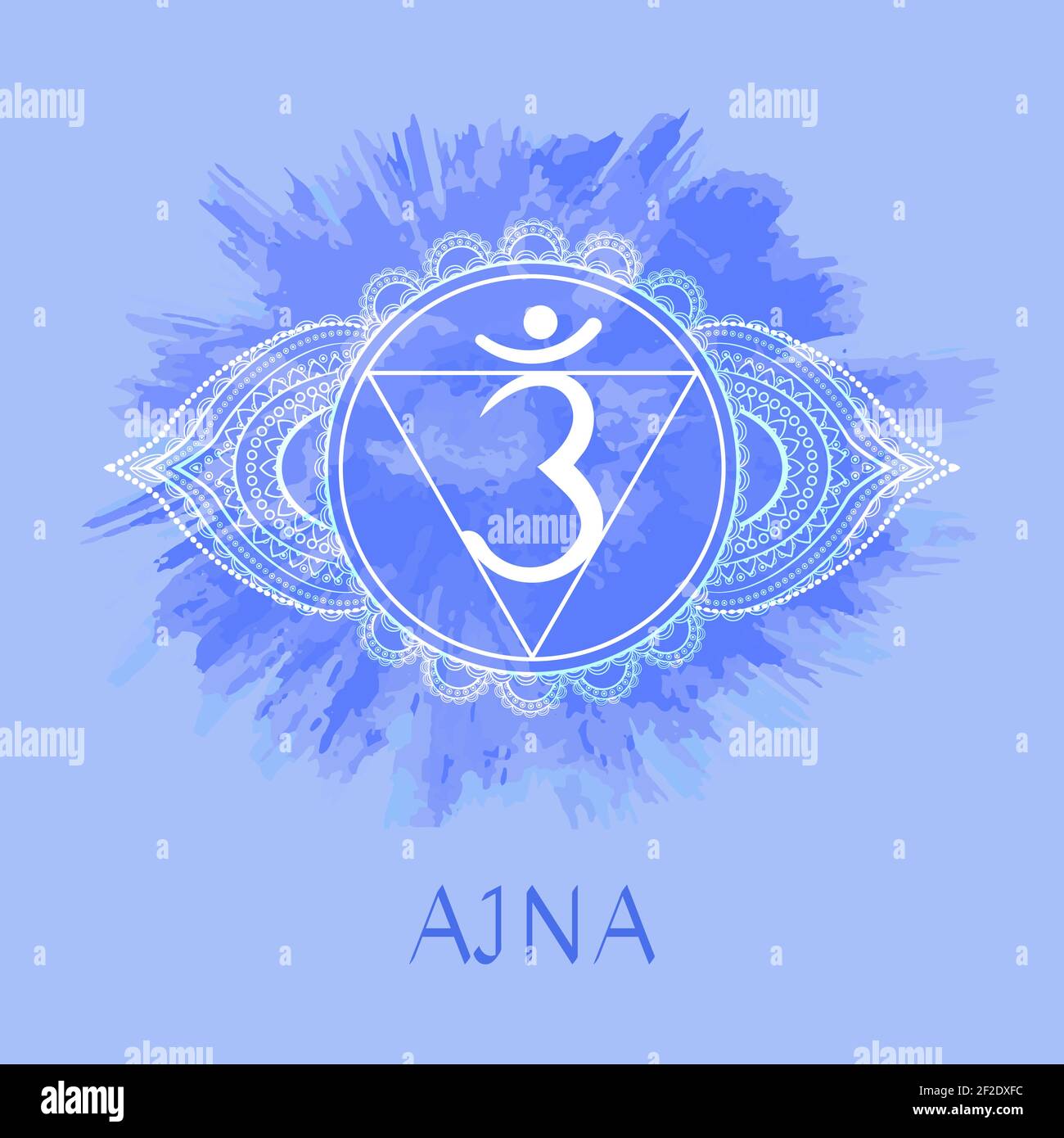 Vector illustration with symbol chakra Ajna on watercolor background ...