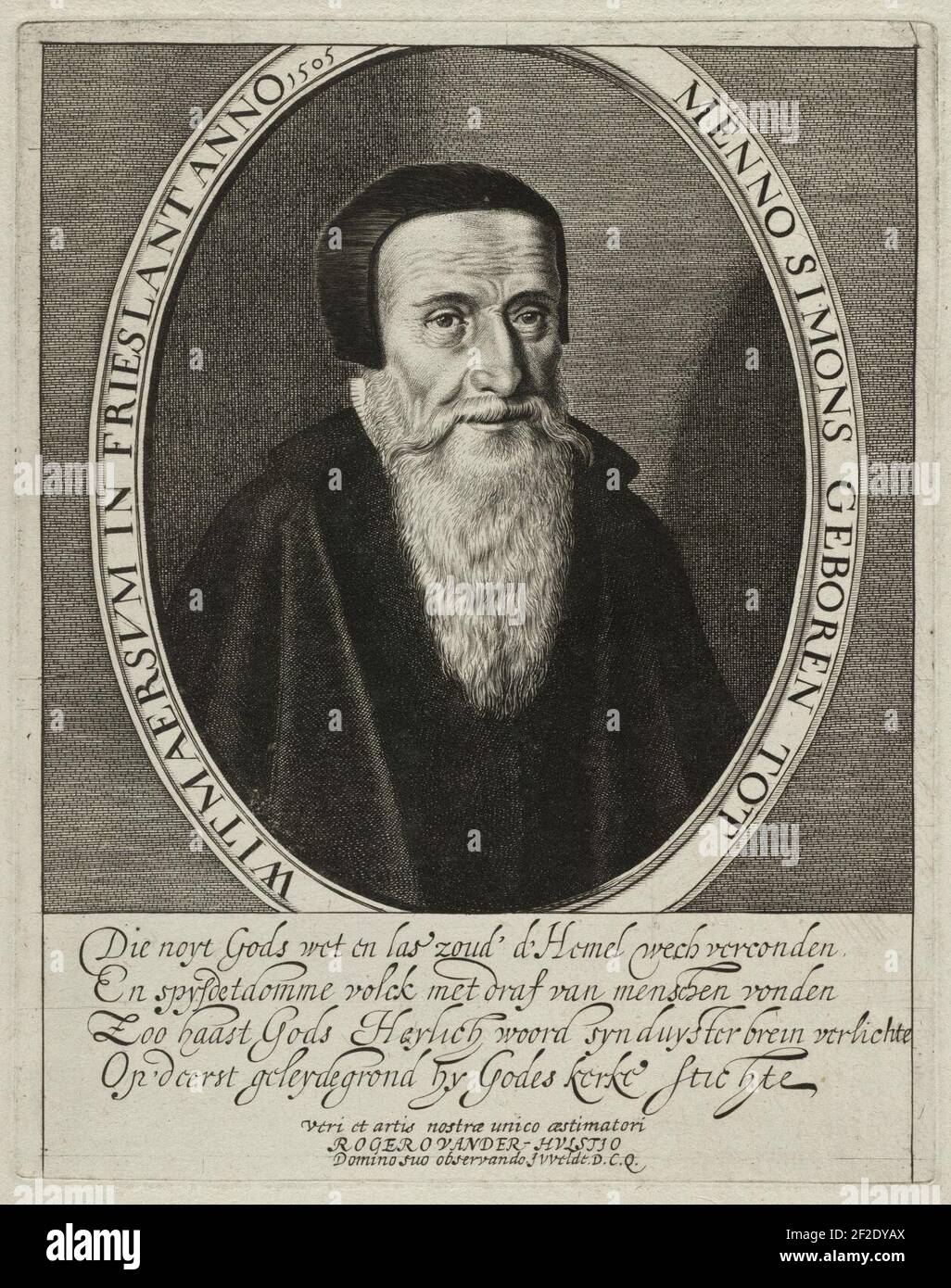 Portret van Menno Simons, stichter van de doopsgezinde kerk Stock Photo ...