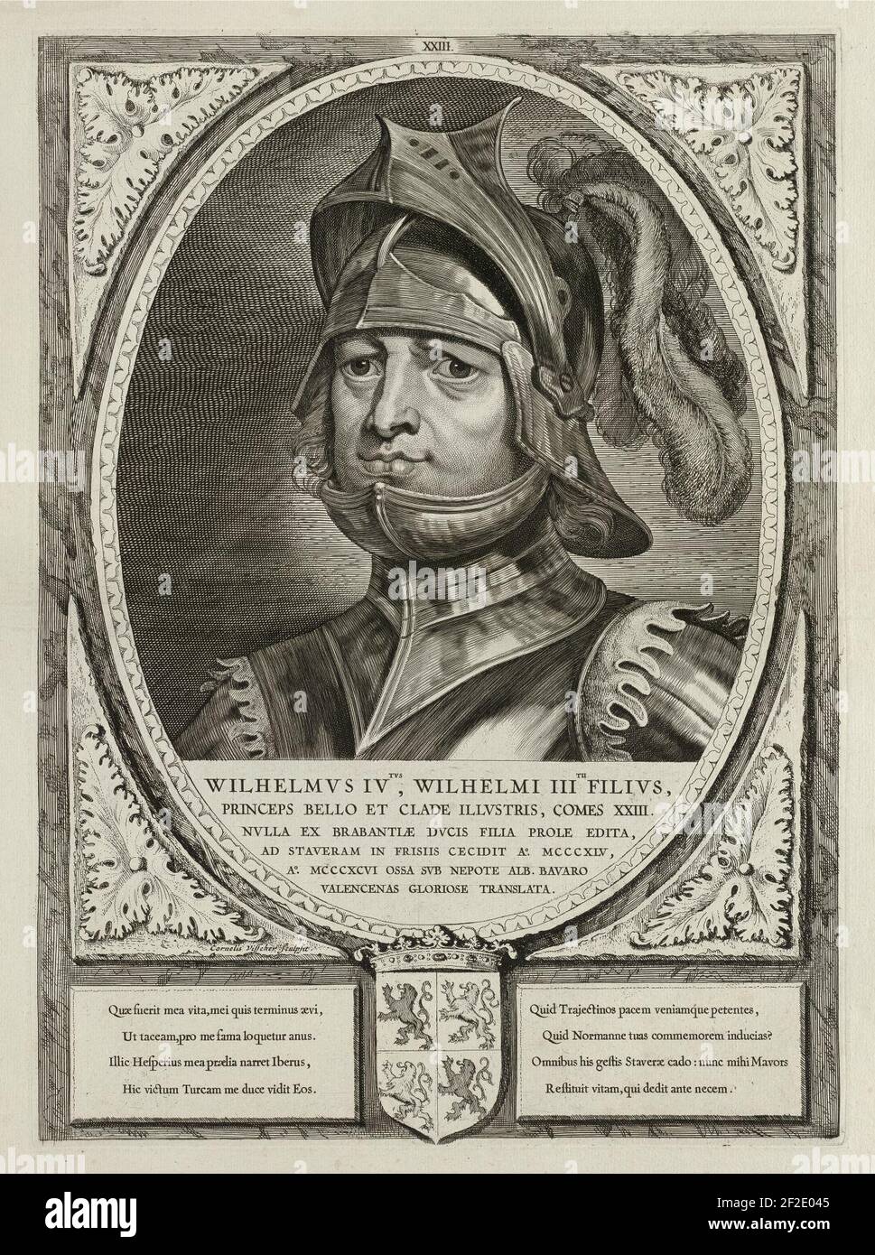 Portret van Willem IV, graaf van Holland en Henegouwen met een helm en ...