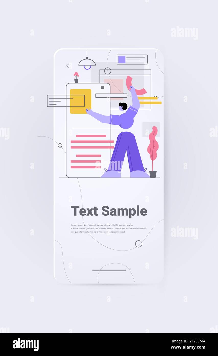 man developer creating mobile app user interface application development concept vertical full ...