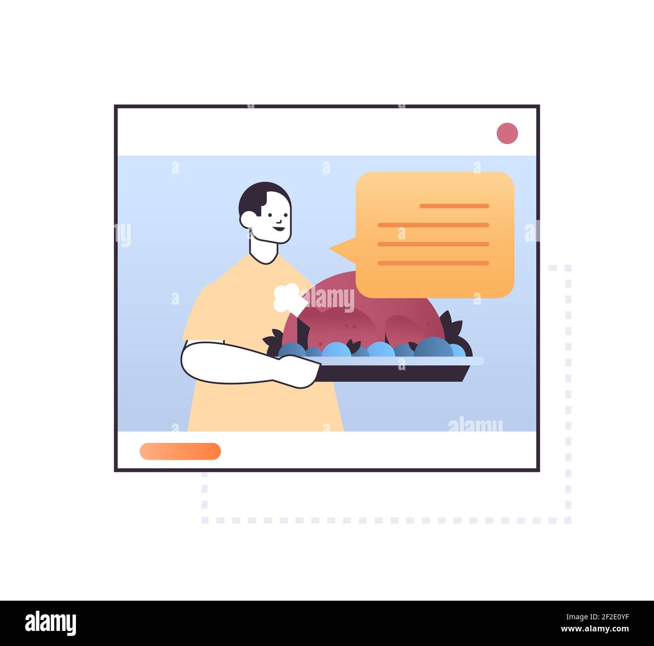 man food blogger preparing turkey male chef in web browser window ...