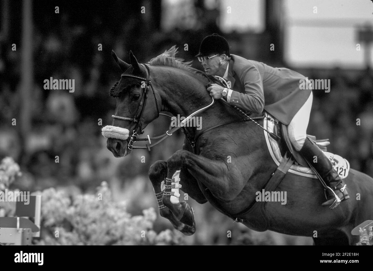 CHIO Aachen June 1996, Ian Millar (CAN) riding Play it Again Stock ...