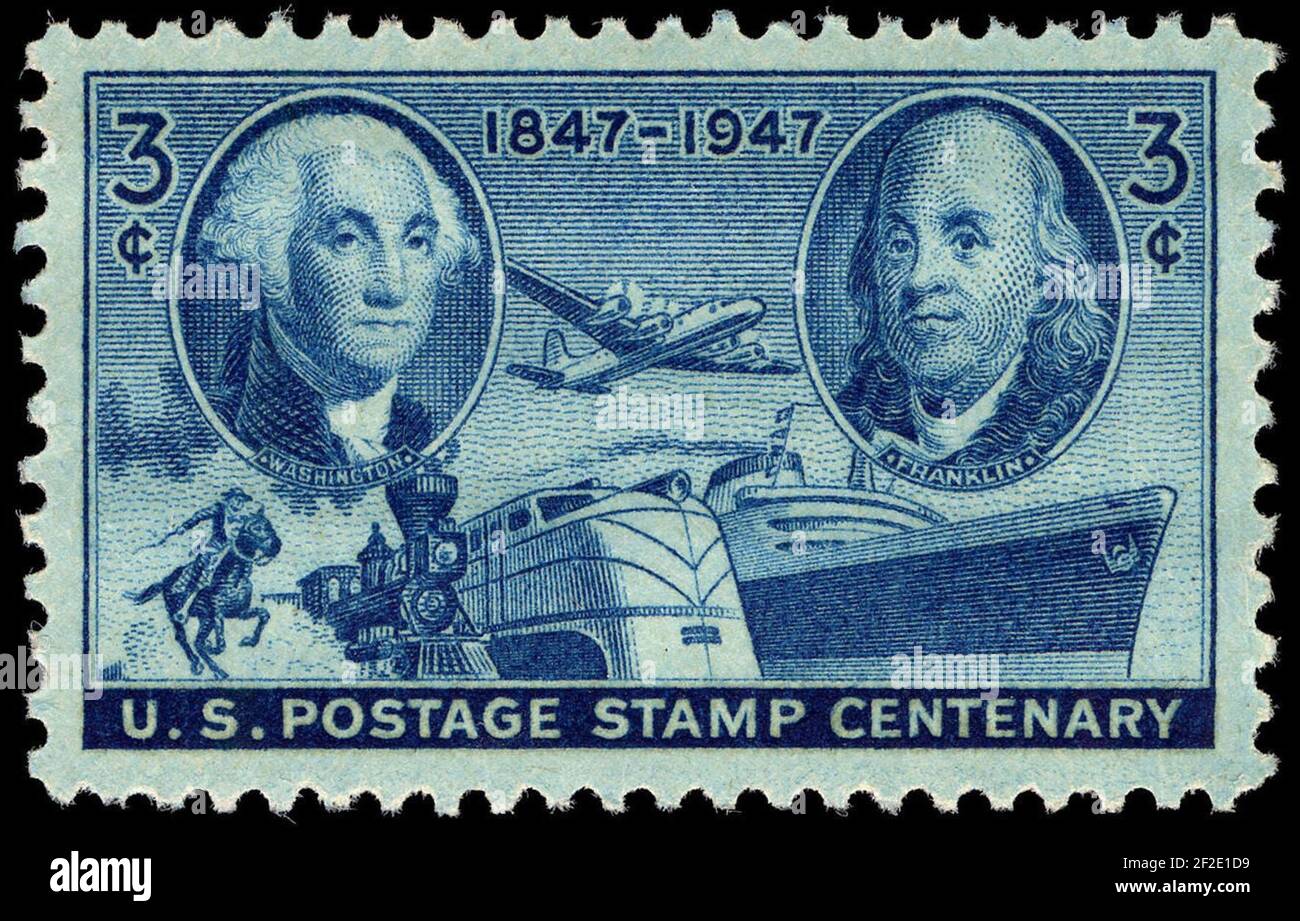 Postage Stamp Centenary 3c 1947 issue U.S. stamp Stock Photo - Alamy