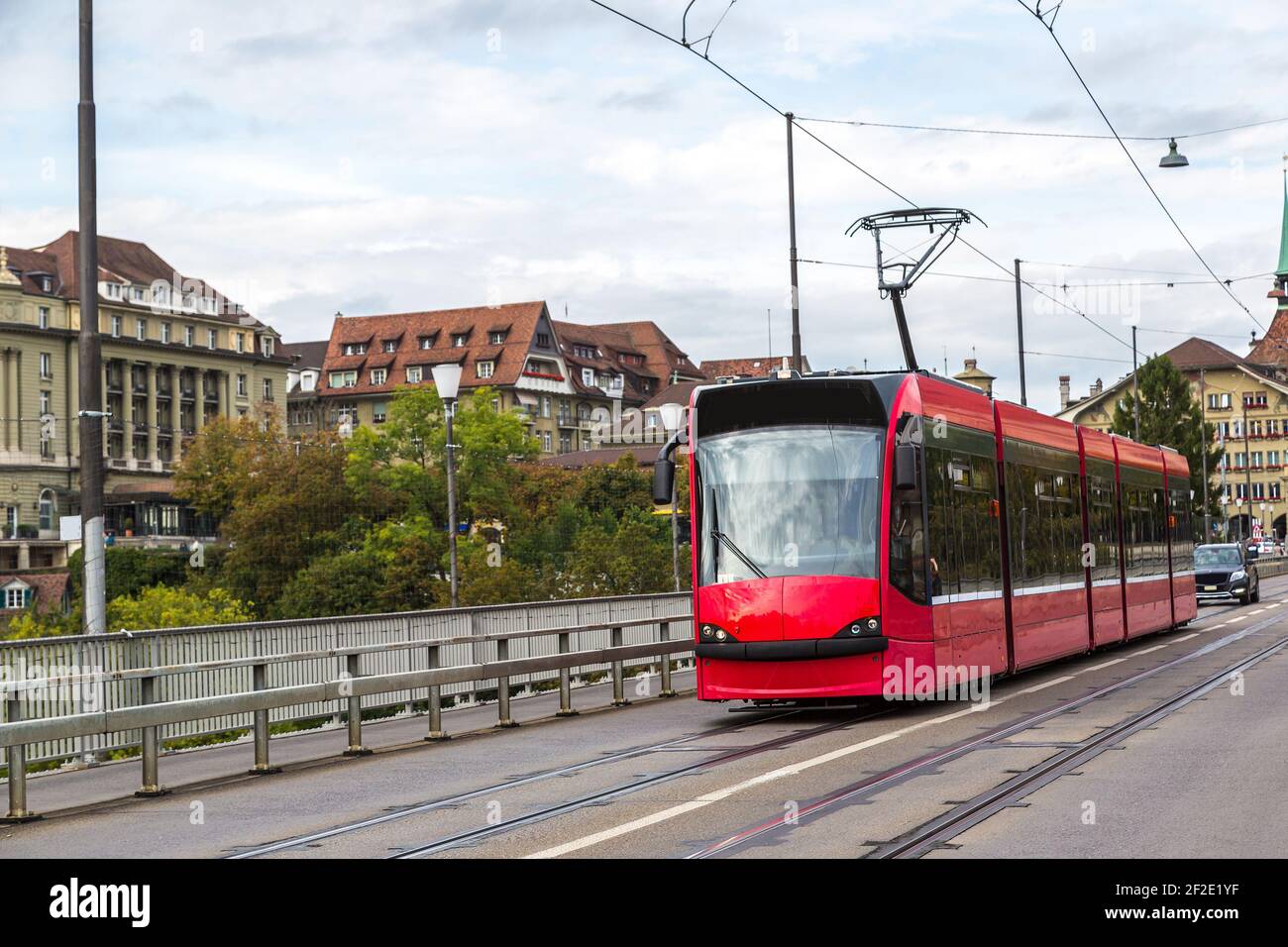 Modern tram in Bern in a summer day Stock Photo - Alamy
