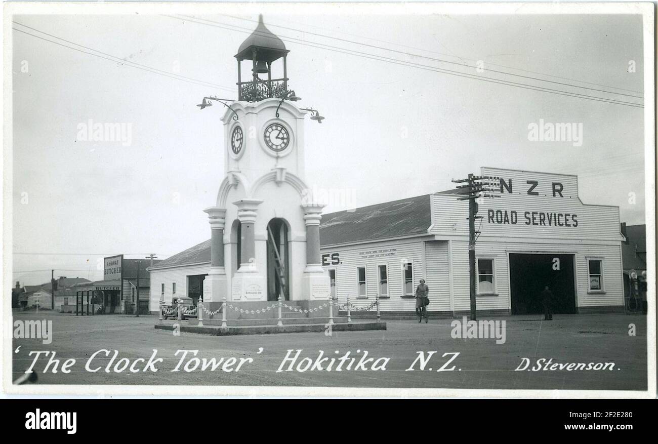 Postcard 49 Hokitika Clocktower Stock Photo - Alamy