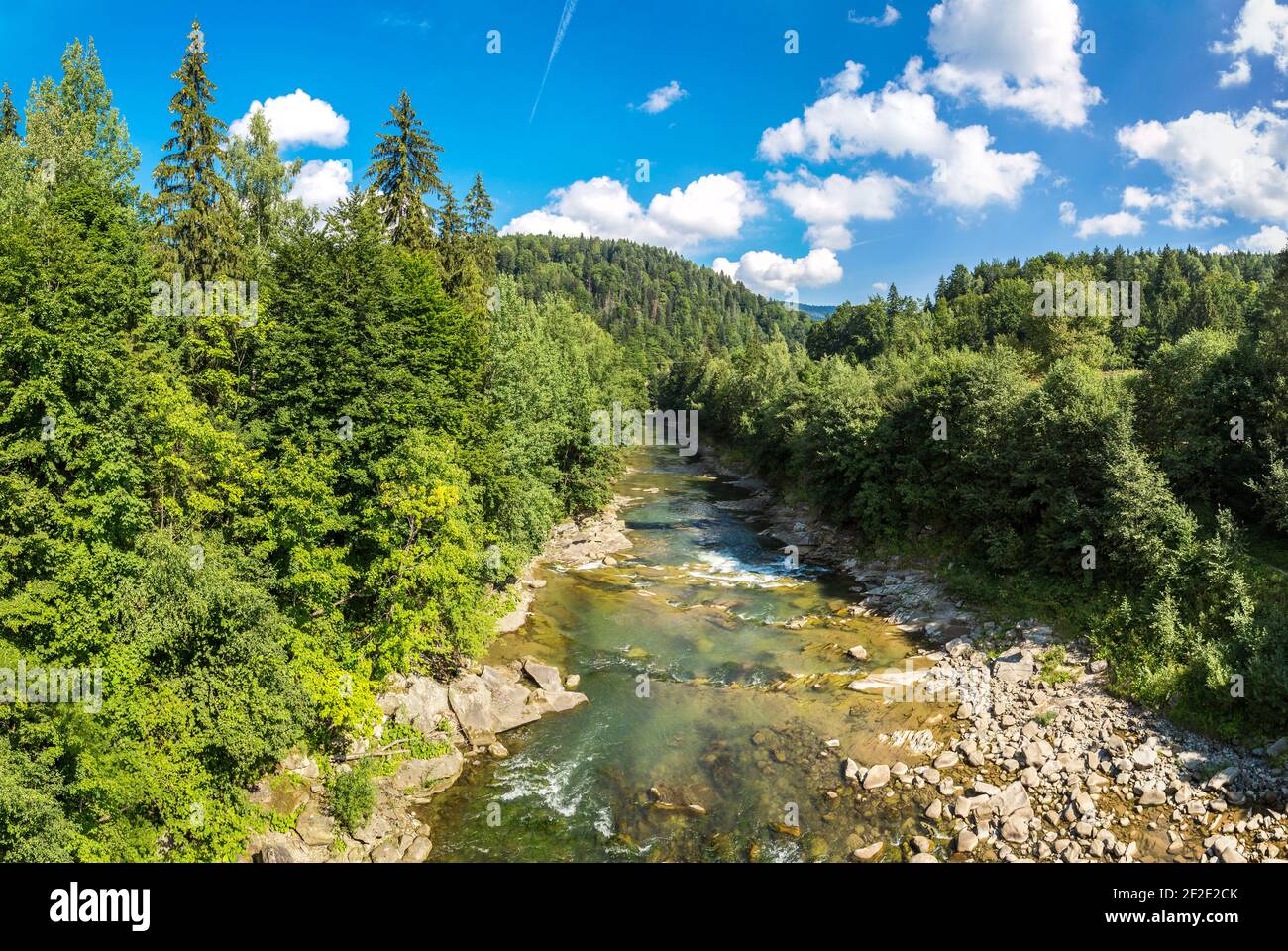 The mountain river Prut and waterfalls in Yaremche, Carpathians ...