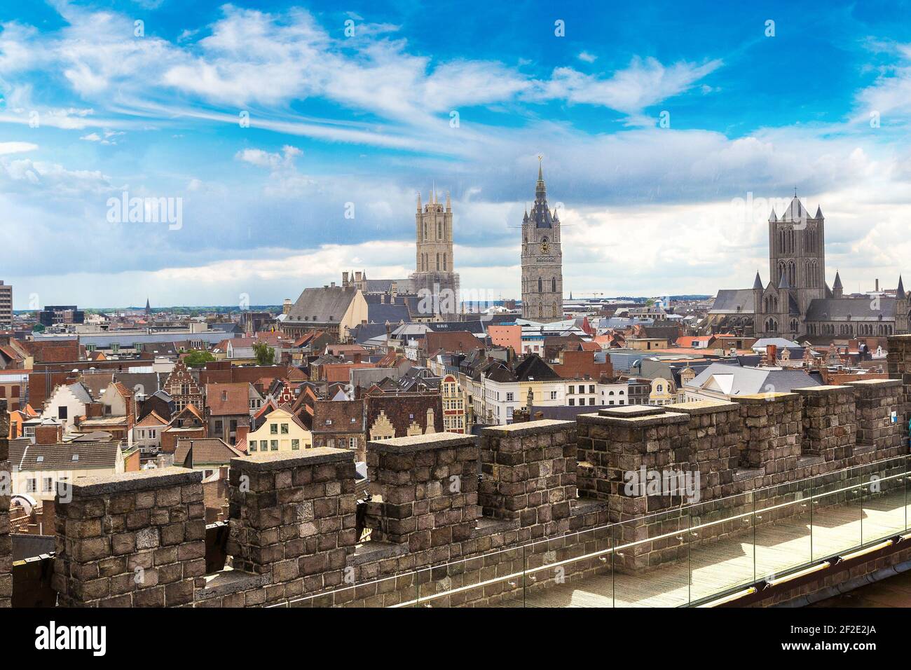Medieval castle Gravensteen (Castle of the Counts) in Gent in a ...