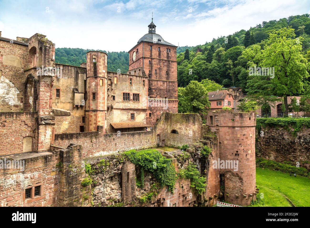 Panoramic aerial view of Heidelberg and ruins of Heidelberg Castle ...