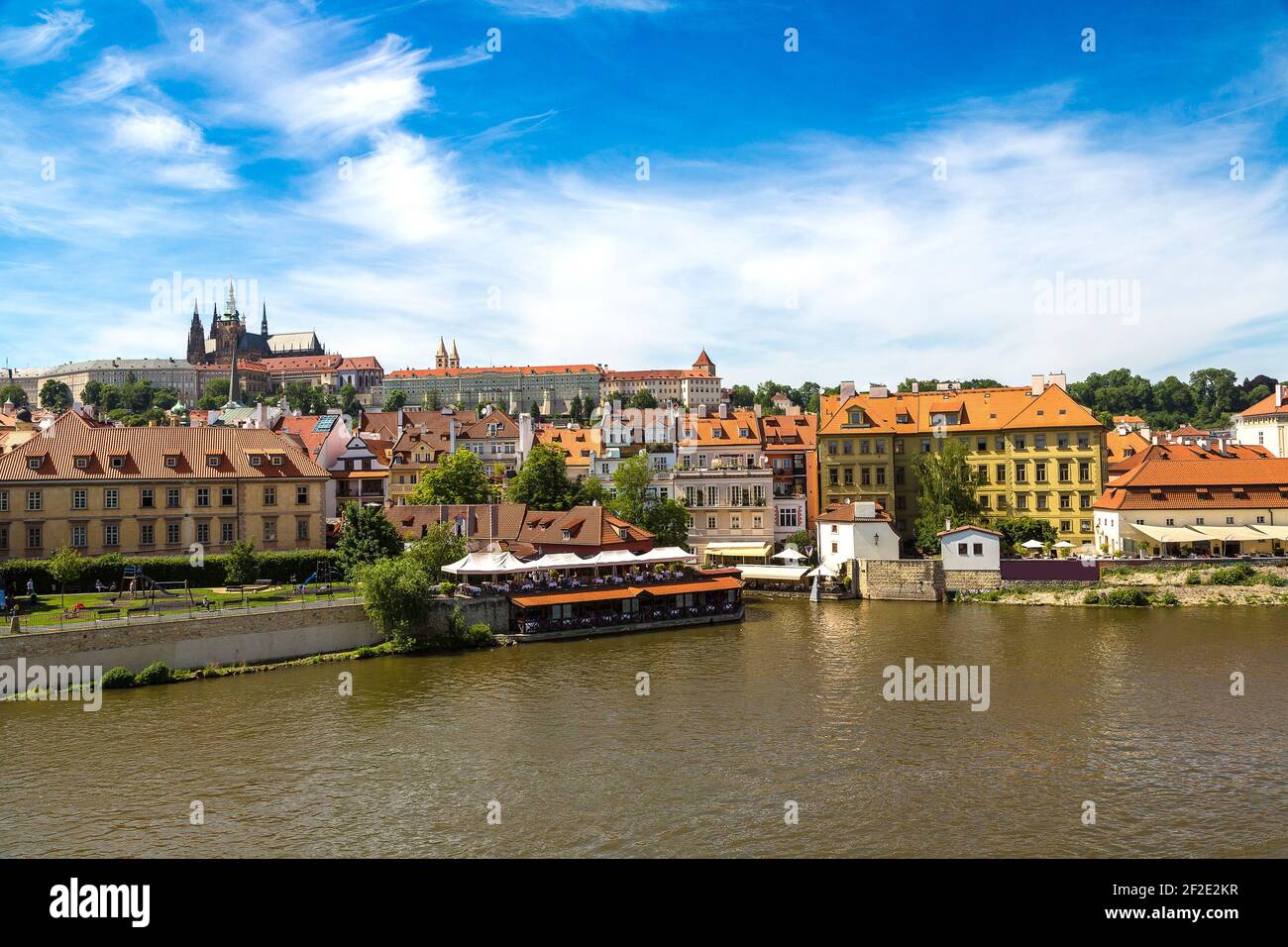 Panoramic view of Prague in a beautiful summer day, Czech Republic ...