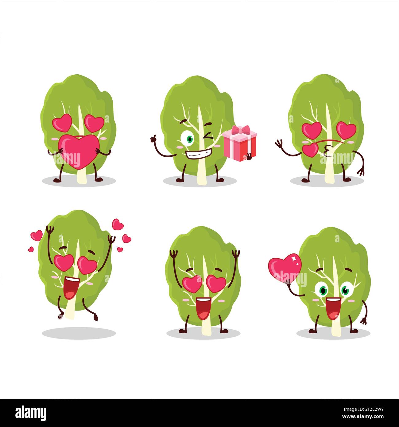 Collard greens cartoon character with love cute emoticon. Vector ...