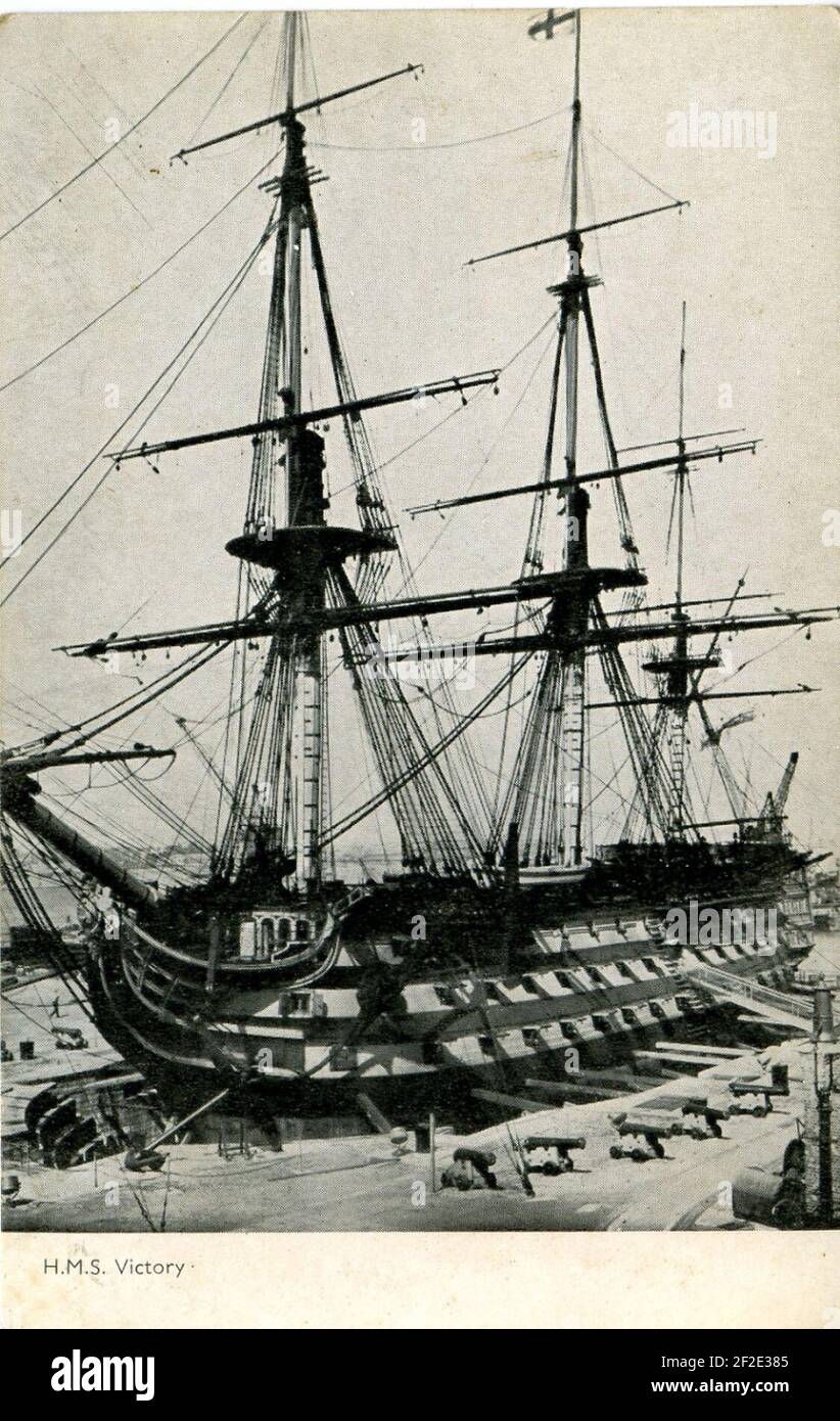 Postcard HMS Victory Stock Photo - Alamy