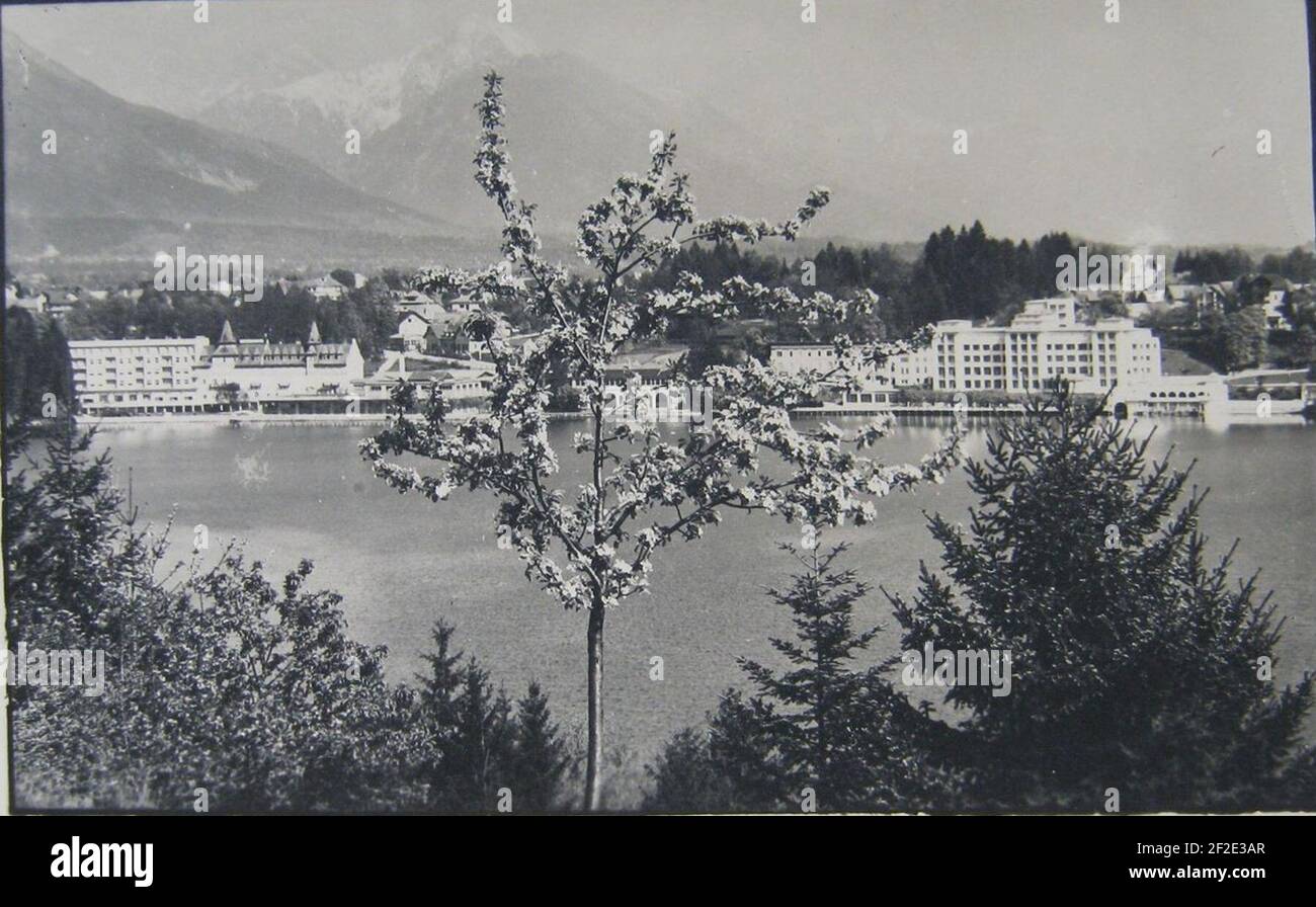 Postcard of Bled 1951 Stock Photo - Alamy