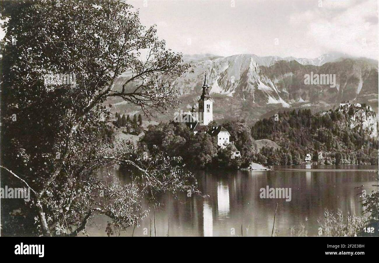 Postcard of Bled 1920s Stock Photo - Alamy