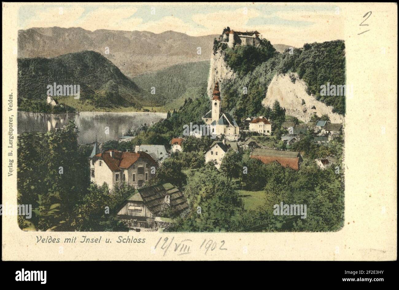 Postcard of Lake Bled 1902 Stock Photo - Alamy