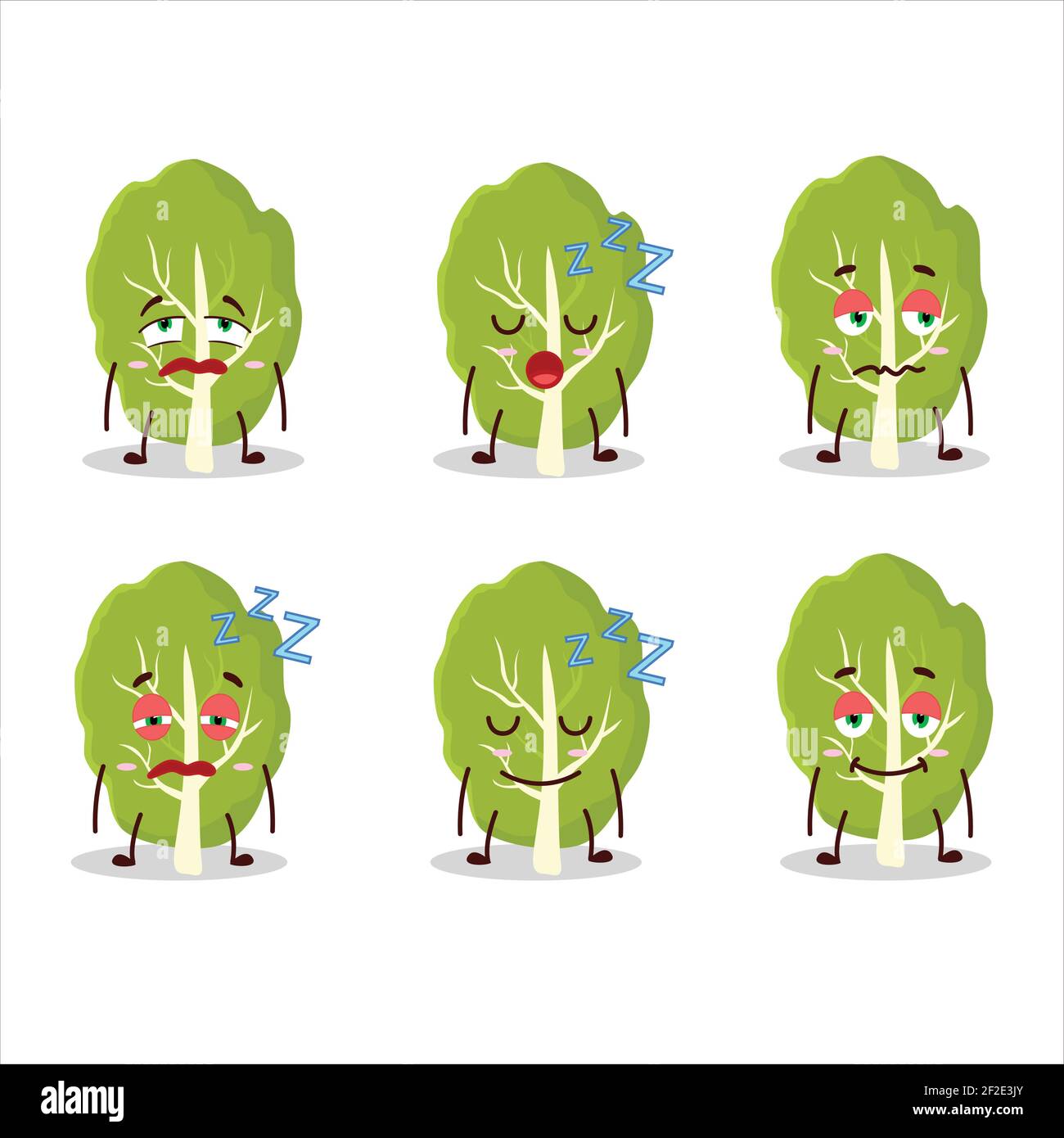 Cartoon character of collard greens with sleepy expression. Vector ...