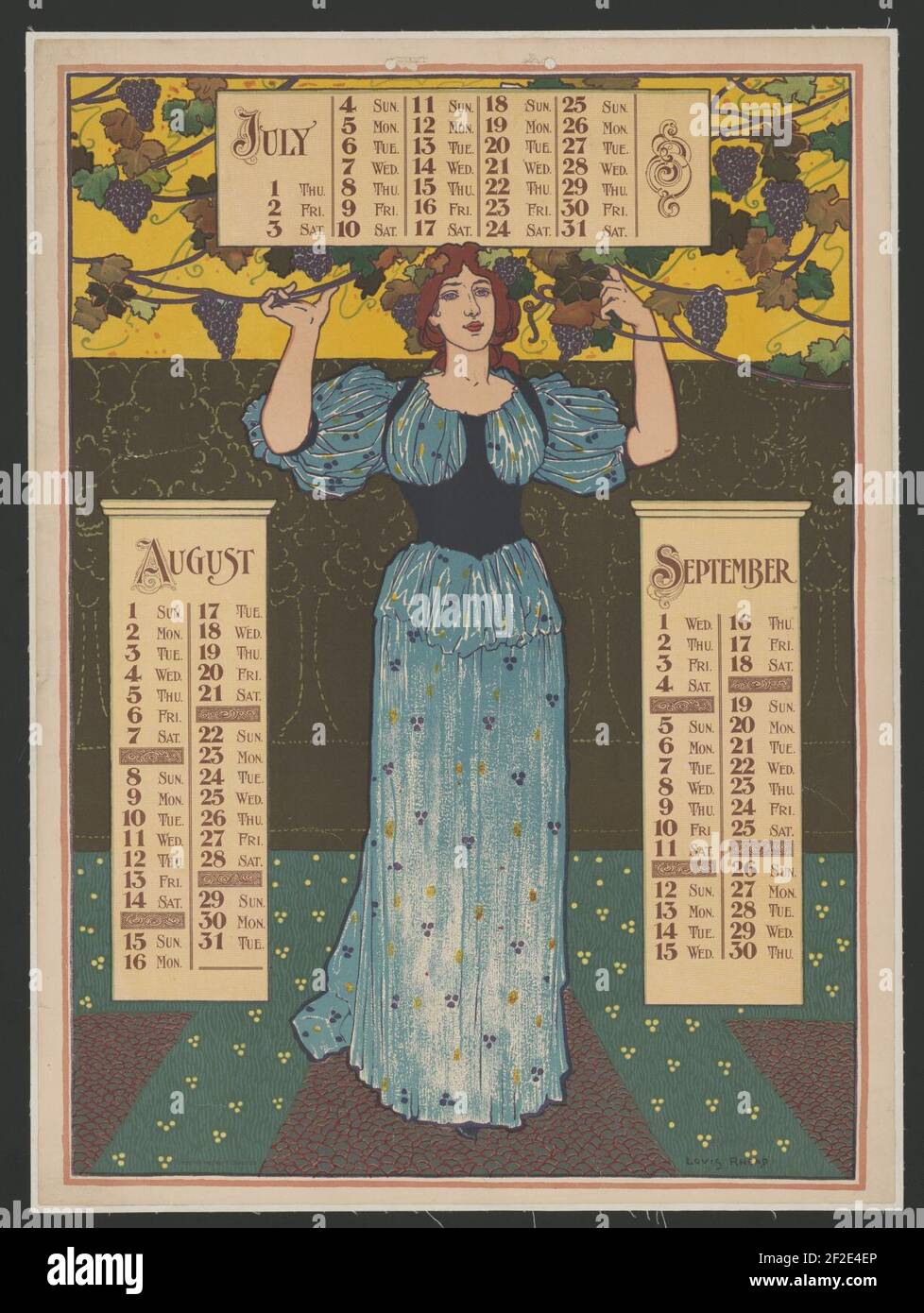 Poster calendar (for) 1897. July, August , September Stock Photo - Alamy