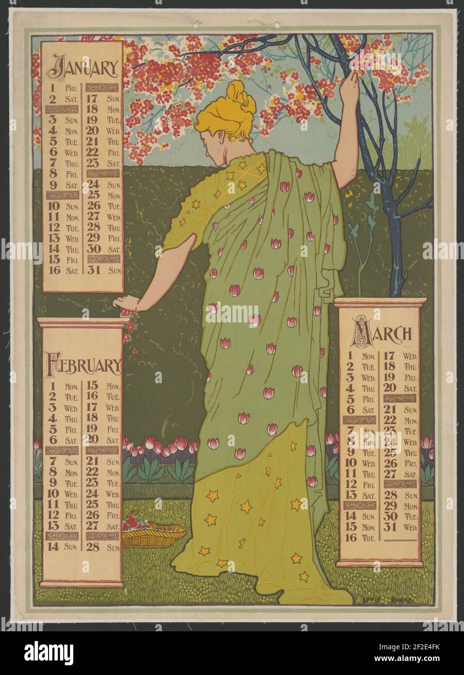 Poster calendar (for) 1897. January, February, March Stock Photo - Alamy