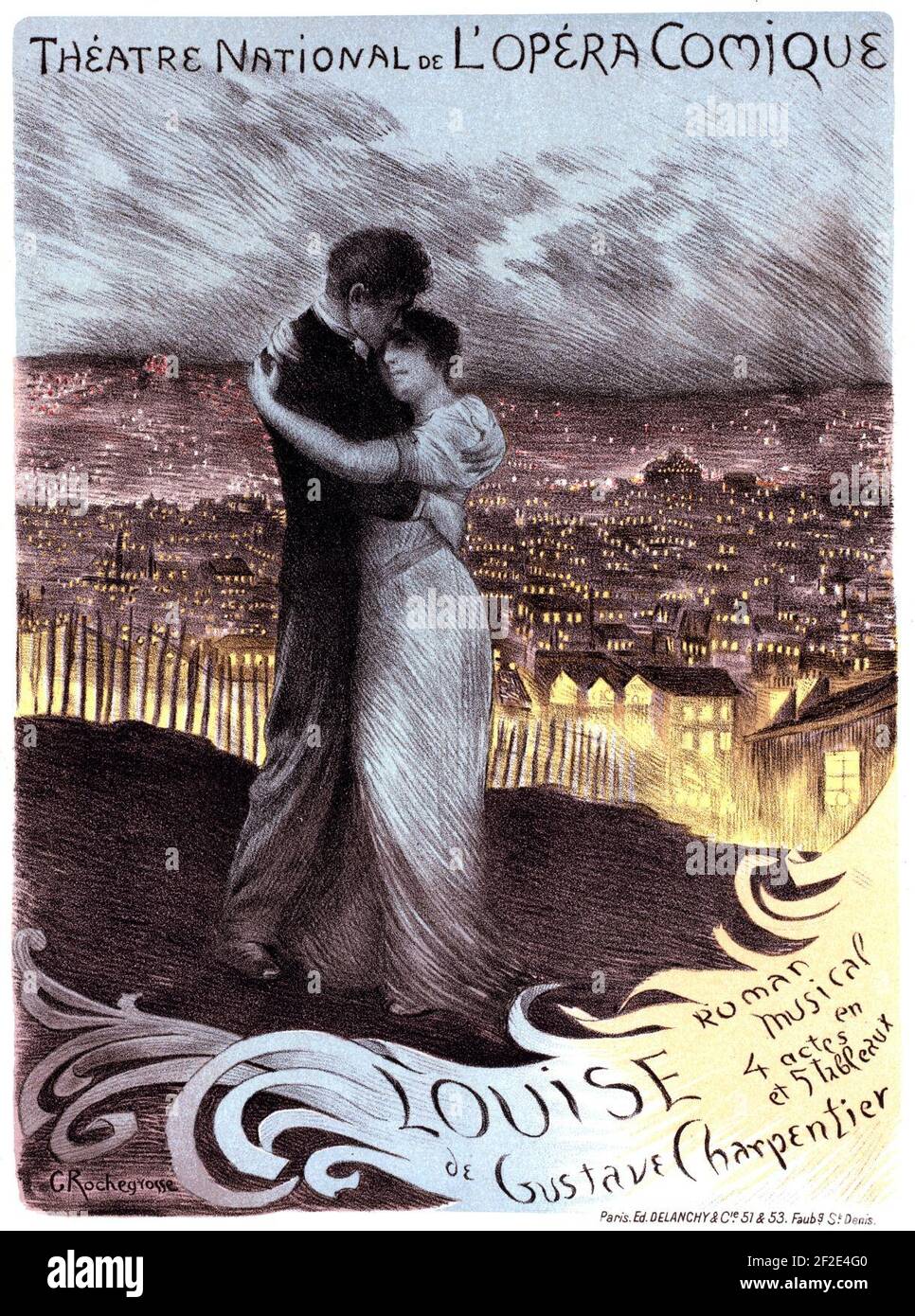 Poster for Gustave Charpentier's Louise by G. Rochegrosse Stock Photo ...