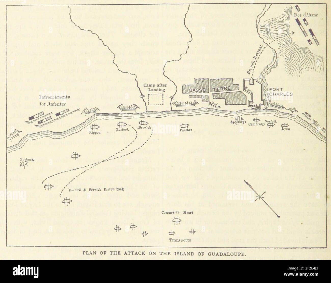 A map of the 1759 Invasion of Guadeloupe. Moore was on board HMS ...