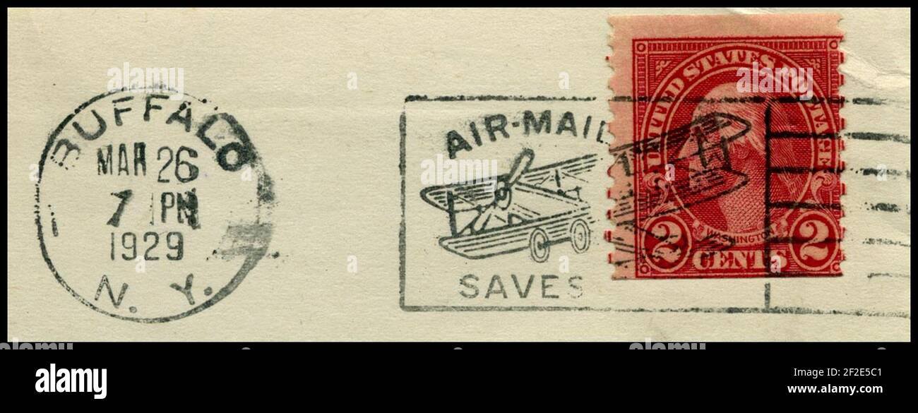 Postmark US airmail saves time Stock Photo - Alamy