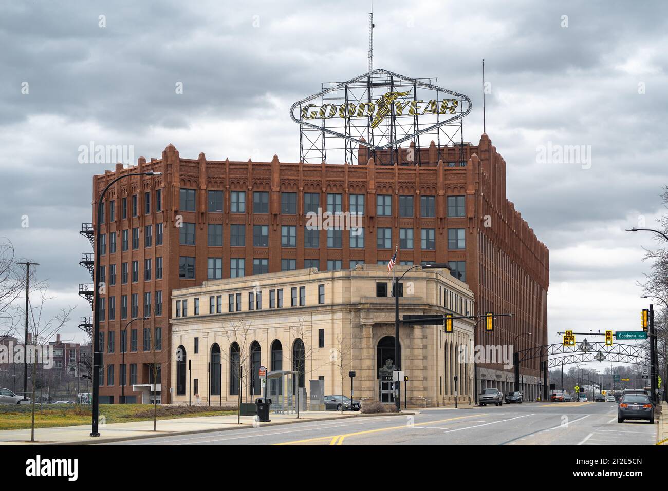GGoodyear global headquarters sign in akron ohio Stock Photo - Alamy