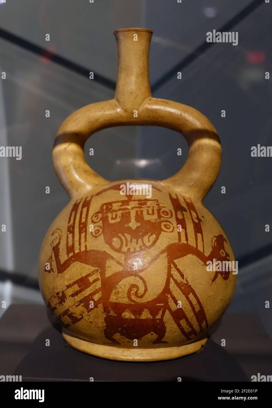 Pot with painted design of the Decapitator deity, Moche, La Libertad ...